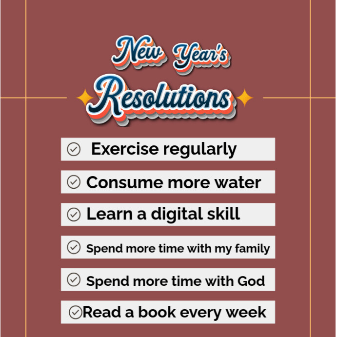 Pink Maximalist New Year Resolutions Tracker Instagram Post Templat | PosterMyWall