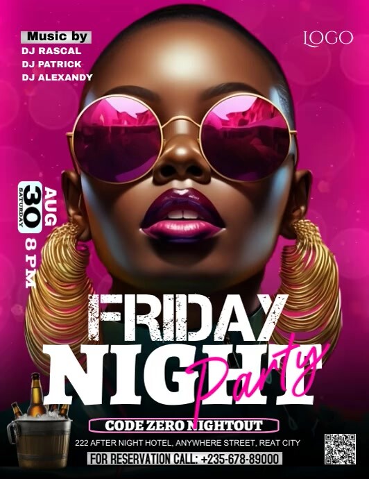 Pink Maximalist Night Party Flyer (us Letter Template | PosterMyWall