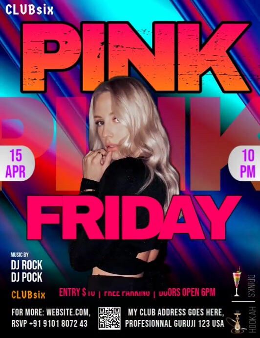 Pink Maximalist Pink Friday Night Club Party Flyer (us Letter) Template ...