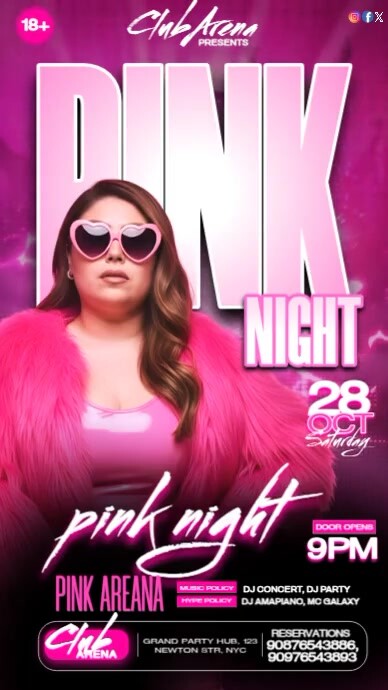 Pink Maximalist Pink October Vip Party Template Digital Display (9:16 ...