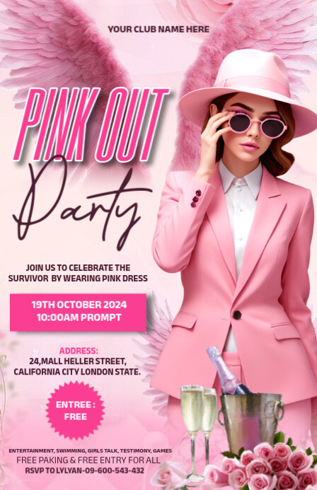 Copy of Pink Maximalist Pink Out Party Invitation Tem | PosterMyWall
