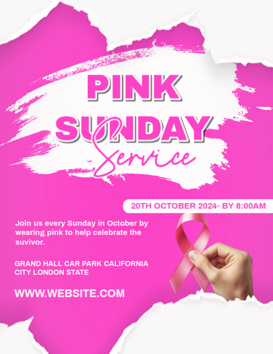 Copy of Pink Maximalist Pink Sunday Service Invitation Template Flyer ...