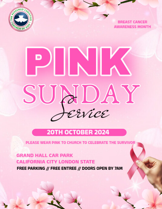 Copy of Pink Maximalist Pink Sunday Service Invitation Template Flyer ...