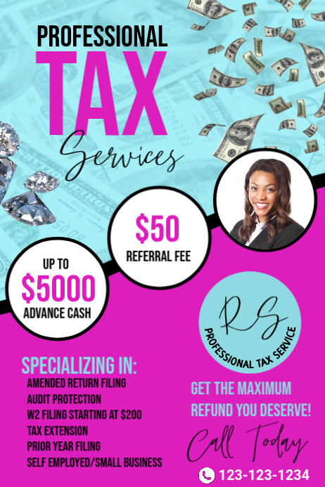 Copy of Pink Maximalist Professional Tax Service Poster | PosterMyWall