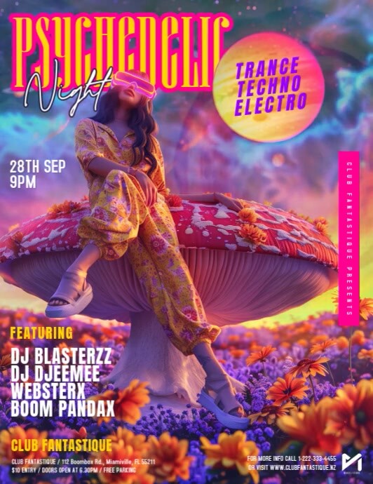 Copy of Maximalist Psychedelic Party Flyer Template | PosterMyWall