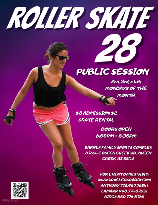 Pink Maximalist Roller Skating Flyers Flyer (us Letter) Template ...