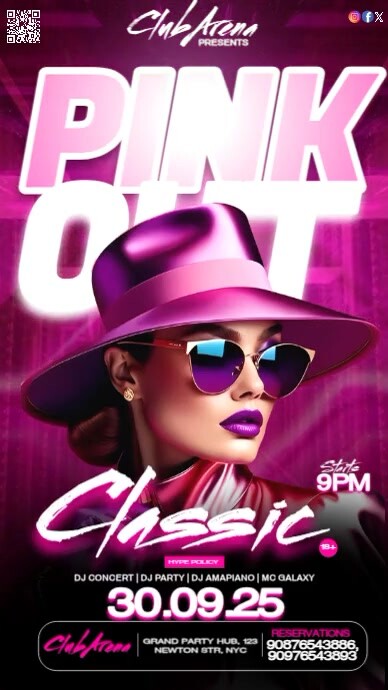 Copy of Pink Maximalist Sexy Pink Dress Party Template Digital Display (9:16) | PosterMyWall