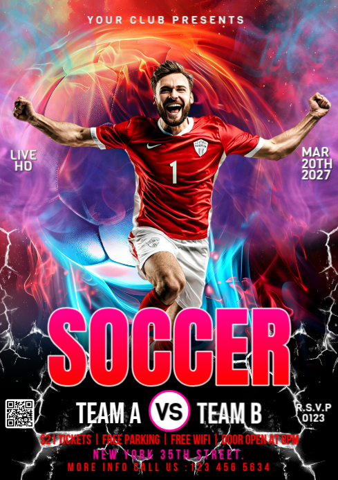 Copy of Pink Maximalist Soccer Flyer A3 | PosterMyWall