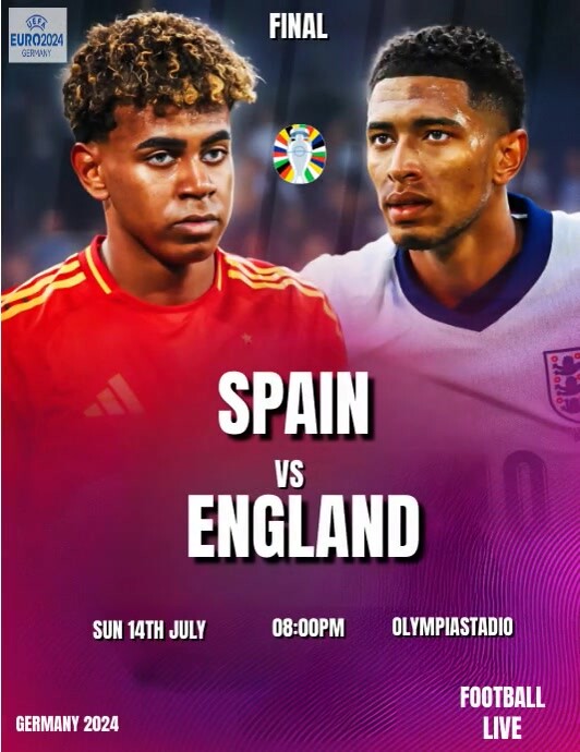 Pink Maximalist Spain Vs England Euro 2024 Fi Template | PosterMyWall