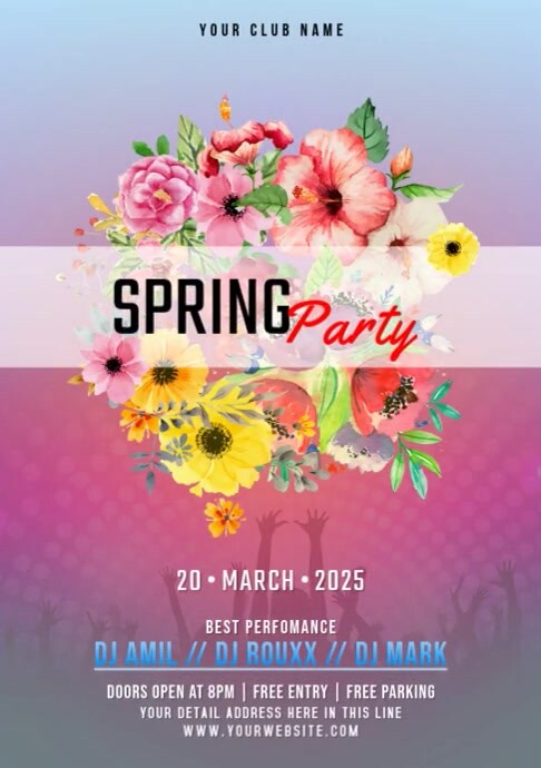 Pink Maximalist Spring Day Party A4 Template | PosterMyWall