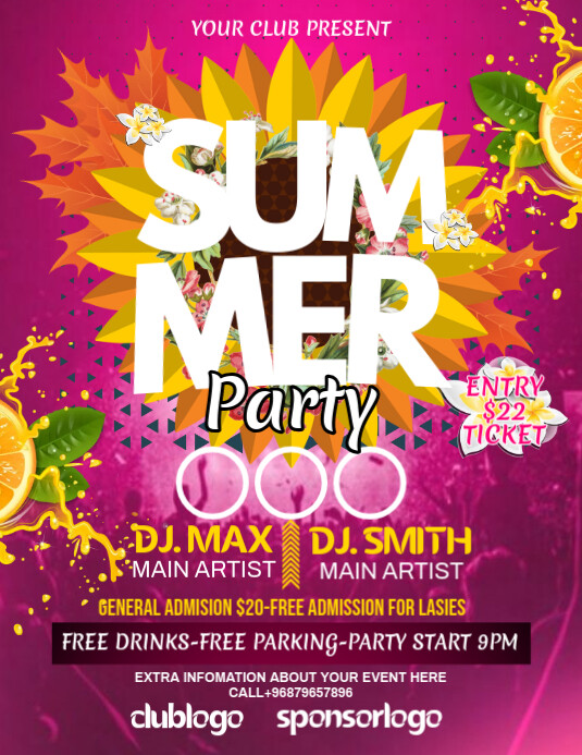 Modèle Pink Maximalist Summer Season Music Party Flyer (us Letter ...