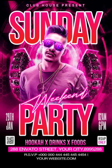 Copy of Pink Maximalist Sunday Weekend Party Poster | PosterMyWall