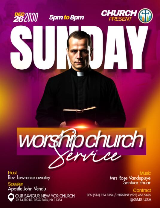 Copy of Pink Maximalist Sunday Worship Service Ad Flyer (us Letter) | PosterMyWall