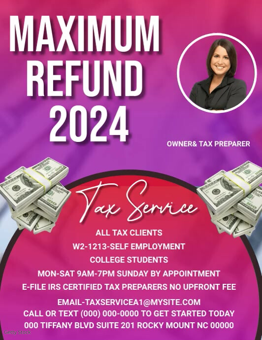Pink Maximalist Tax Maximum Refund 2024 Flyer Template | PosterMyWall