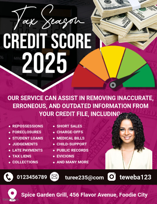 Pink Maximalist Tax Season Credit Score Flyer Flyer (us Letter ...