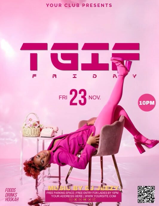 Plantilla de Pink Maximalist Tgif Club Party Flyer (us Letter ...