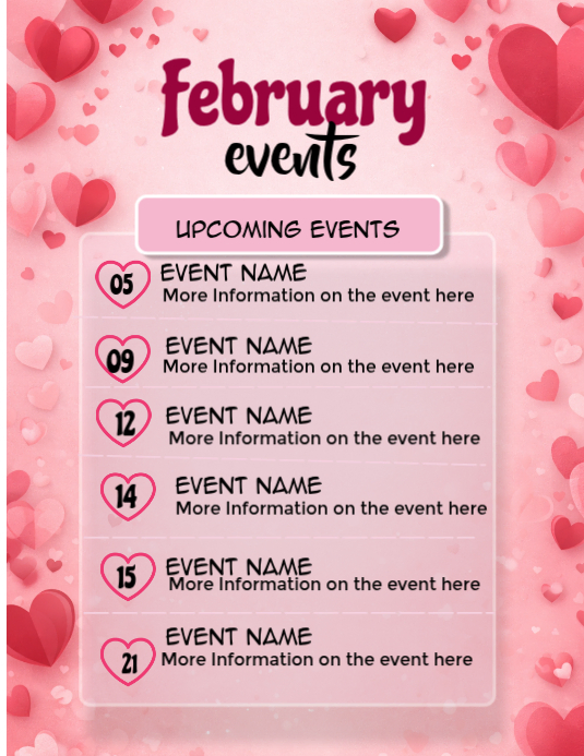 Pink Maximalist Upcoming Events Flyer (us Letter) Template | PosterMyWall
