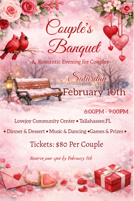 Pink Maximalist Valentine Couple Banquet Poster Template | PosterMyWall