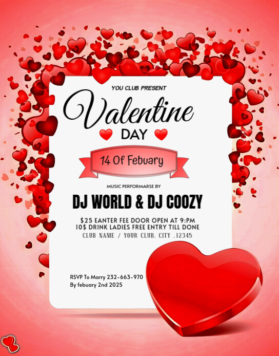 Pink Maximalist Valentine Day Poster/wallboard Template | PosterMyWall