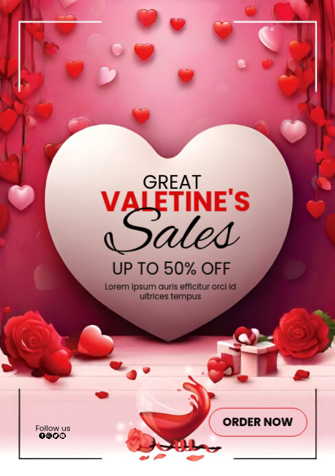 Pink Maximalist Valentines Sales A5 Template | PosterMyWall