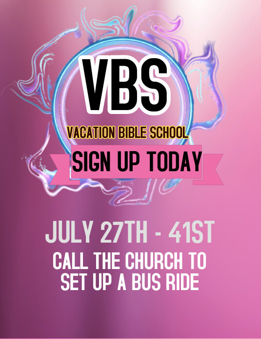 Pink Maximalist Vbs Flyer (us Letter) Template | PosterMyWall