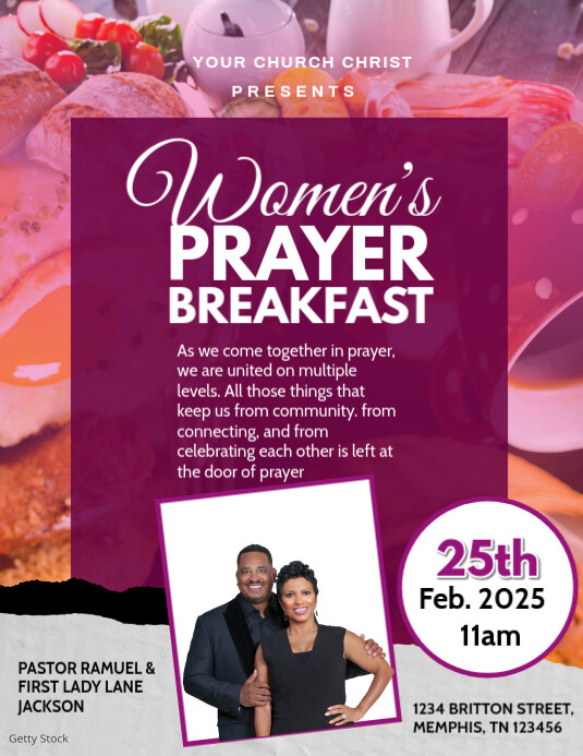 Pink Maximalist Women's Prayer Breakfast Flyer (us Letter) Template | PosterMyWall
