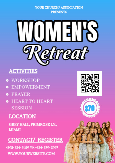 Copy of Pink Maximalist Women's Retreat Template A4 | PosterMyWall