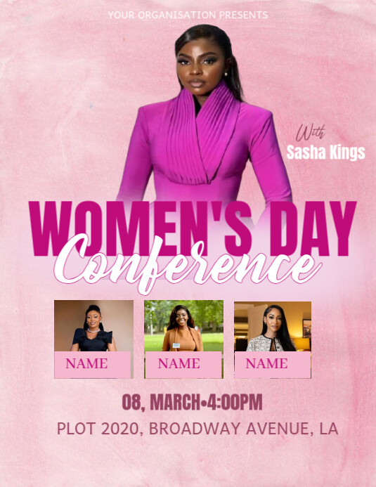 Pink Maximalist Womens Day Conference Flyer (us Letter) Template | PosterMyWall