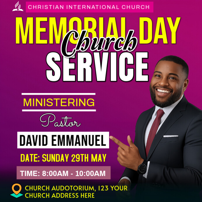 Copy of Pink Memorial Day Church Service Instagram Post | PosterMyWall