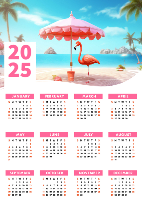 Modèle Pink Modern & Minimal 2026 Calendar Template With Photos A2 ...