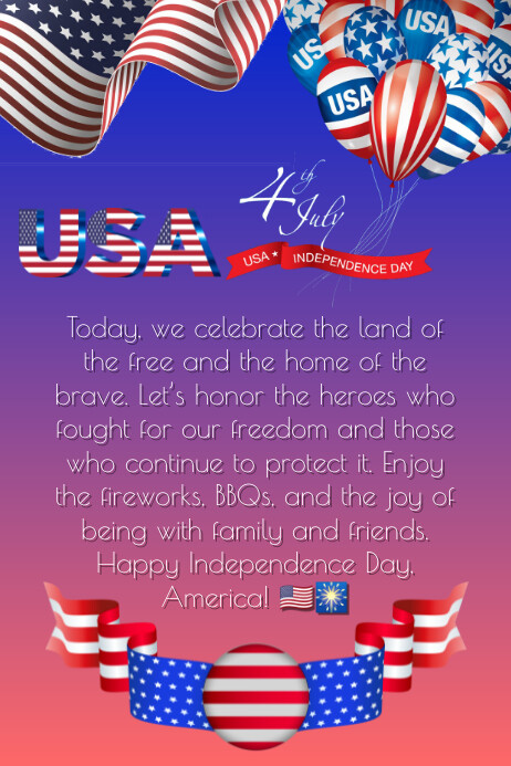 Pink Modern & Minimal America Independence Da Template | PosterMyWall