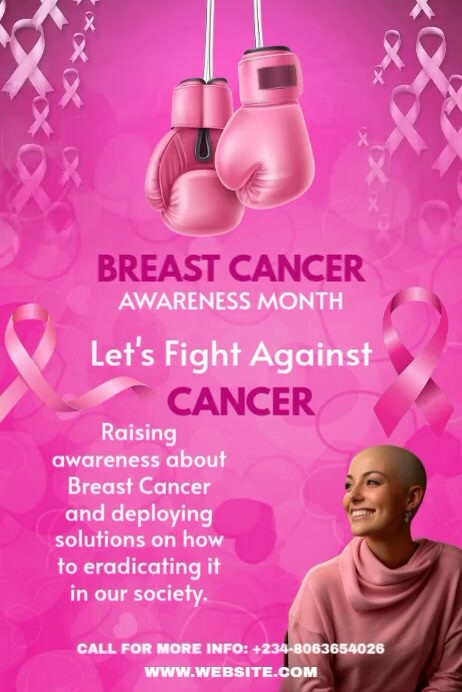 Pink Modern & Minimal Breast Cancer Awareness Month Poster templaat ...