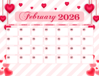 Pink Modern & Minimal Calendar February 2026 Flyer (us Letter) Template ...