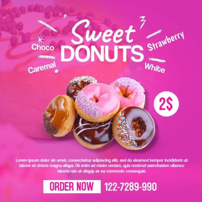 Pink Modern & Minimal Donuts Instagram Post Template | PosterMyWall