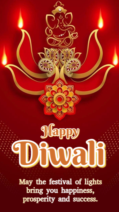 Pink Modern & Minimal Editable Diwali Card Digital Display (9:16 ...