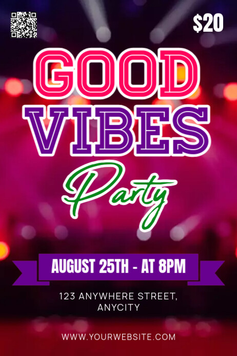Pink Modern & Minimal Good Vibes Party Poster Template | PosterMyWall