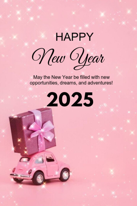 Pink Modern & Minimal Happy New Year Poster Template | PosterMyWall