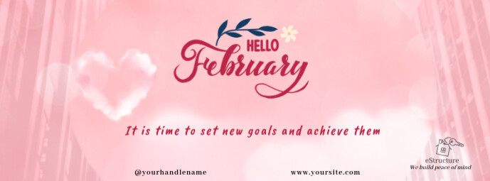 Pink Modern & Minimal Hello February Facebook Cover Photo Template ...