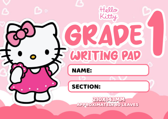 Copy of Pink Modern & Minimal Hello Kitty Grade 1 Writing Pad A4 ...