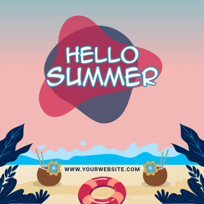 Pink Modern & Minimal Hello Summer Pos Instagram Template | PosterMyWall