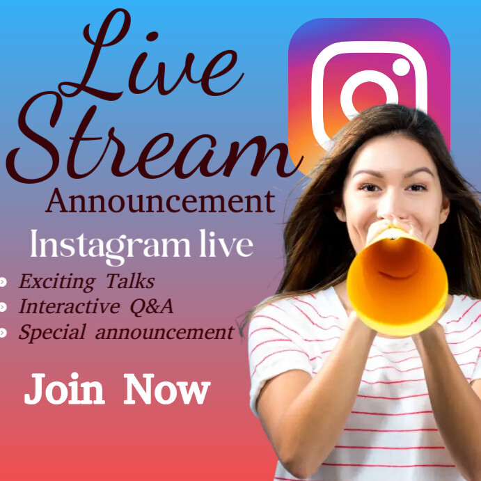 Pink Modern & Minimal Live Stream Announcement Instagram Post Template ...