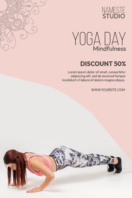 Pink Modern & Minimal Meditation & Mindfulness Flyer Template Poster ...