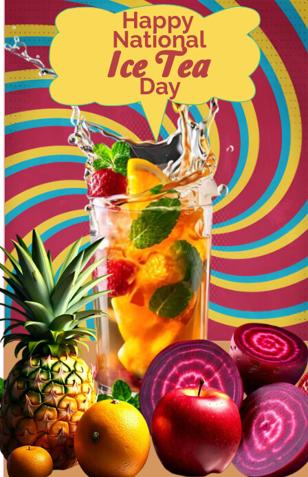 Pink Modern & Minimal National Ice Tea Day Ta Template | PosterMyWall