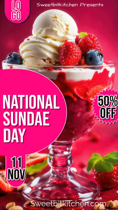 Copy of Pink Modern & Minimal National Sundae Day Instagram Story ...
