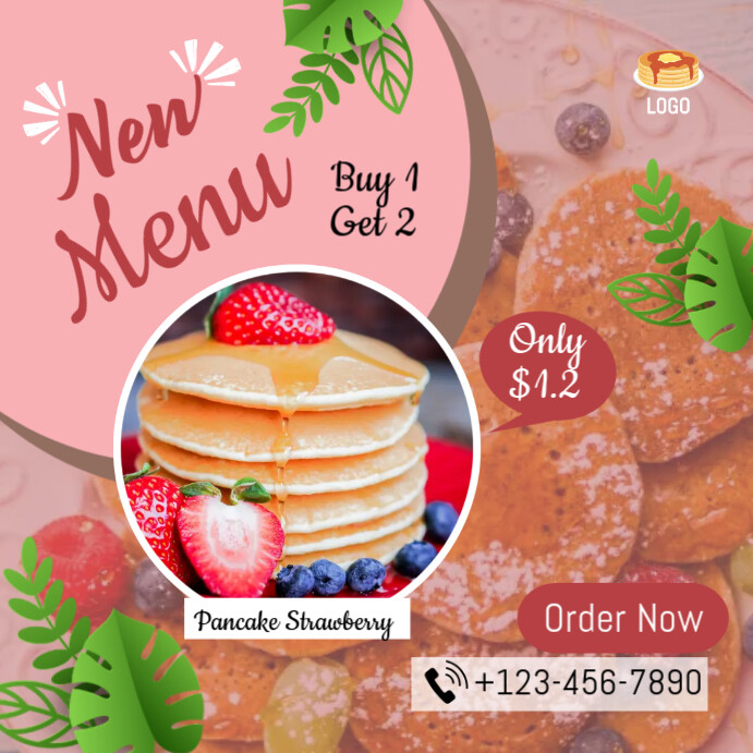 Pink Modern & Minimal Pink New Menu Promotion Pos Instagram Template ...