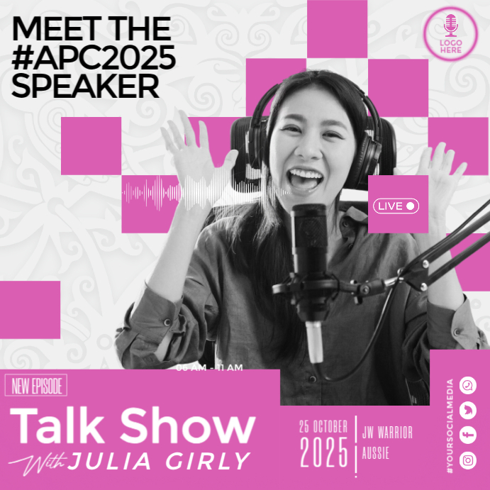 Pink Modern & Minimal Podcast Talkshow Square (1:1) Template | PosterMyWall