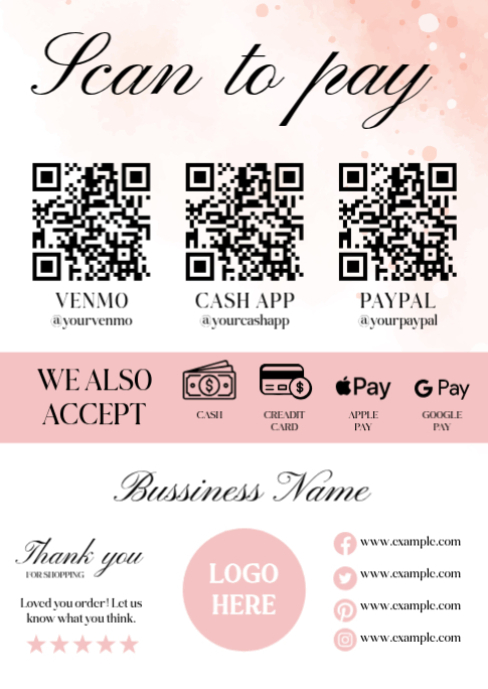 Pink Modern & Minimal Qr Code A6 Template | PosterMyWall