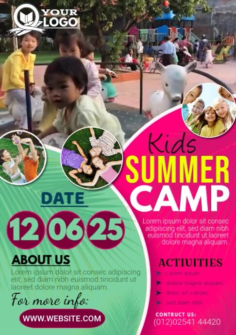 Pink Modern & Minimal Summer Camp A3 Template | PosterMyWall