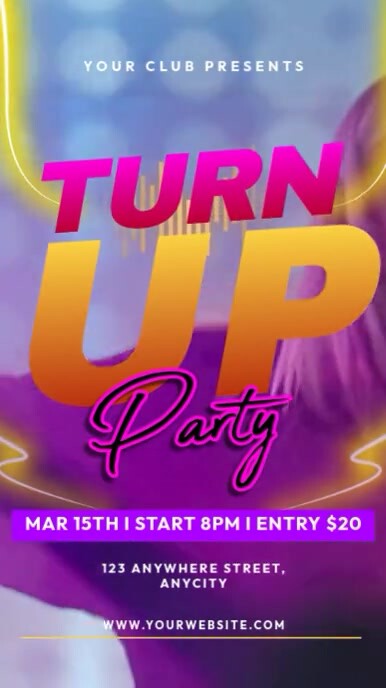 Plantilla de Pink Modern & Minimal Turn Up Party Reel Instagram ...