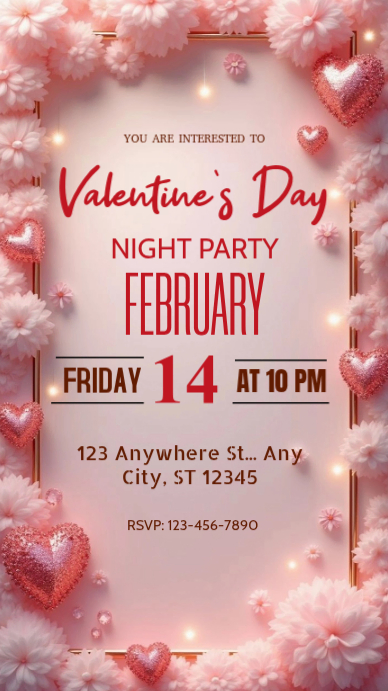 Pink Modern & Minimal Valentine's Party Invite Flyer Digital Display (9 ...